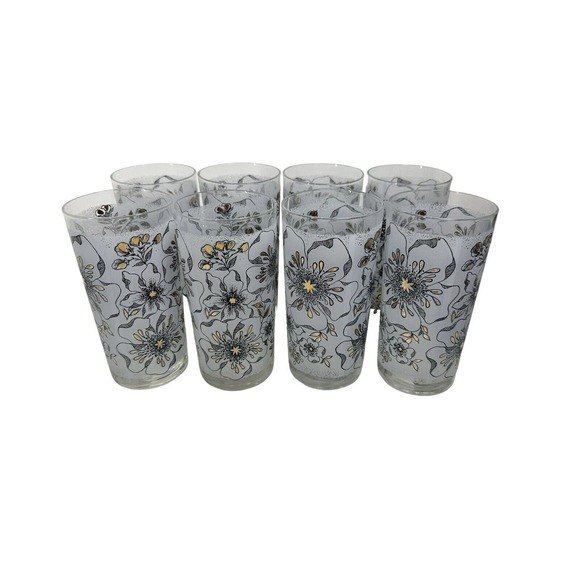 Libbey | Dining | M Dia Signed Glasses Set 8 Mcm Libbey Frosted Gold ...